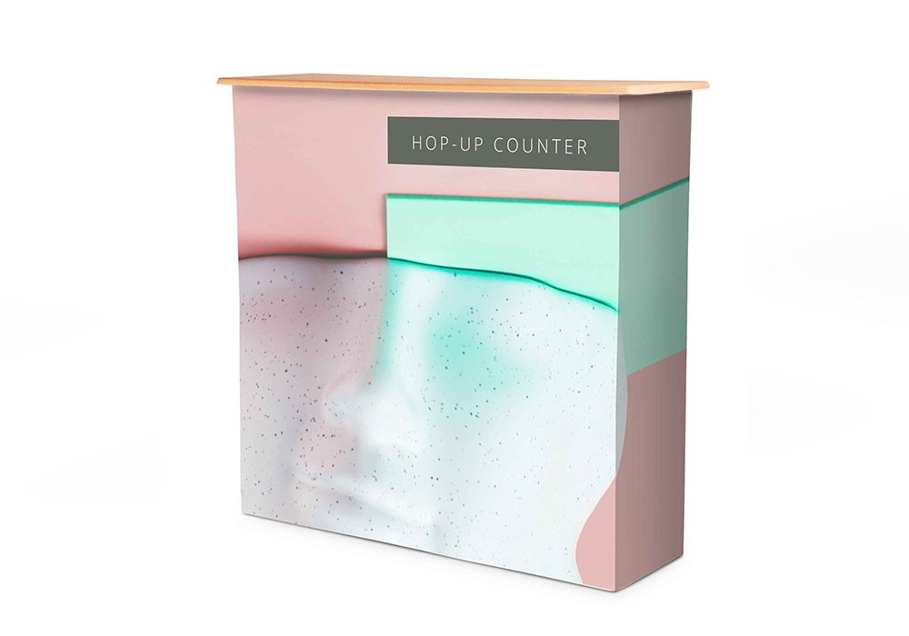 Pop-up counter with Fabric | S'com Services
